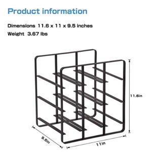 Buruis 9 Bottles Metal Wine Rack, Free-Standing Cabinet Water Bottle and Wine Rack Storage Organizer for Kitchen Countertop, Pantry, Fridge, Space Saver Protector for Red and White Wines Bottle