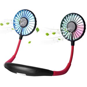 upgraded version portable neck fan, color changing led, with aromatherapy, 360° free rotation, and lower noise strong airflow headphone design for sport, office, home, outdoor, travel, etc.