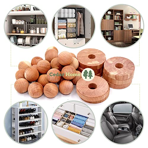 Cedar Hyde Cedar Blocks for Clothes Storage | Cedar Balls & Cedar Rings | Closet Deodorizer | Clothes Protection & Mustiness Prevention | 40 Pieces, 30 Cedar Rings & Bonus 10 Cedar Balls, U.S.A Seller