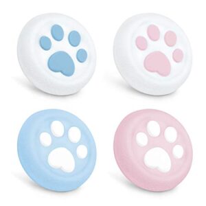 geekshare cat paw playstation 4 controller thumb grips, thumbsticks cover set compatible with switch pro controller (pink & blue)