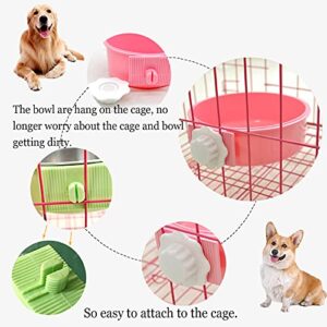 kathson Crate Dog Bowl, Removable Stainless Steel Hanging Pet Cage Bowl Food & Water Feeder Coop Cup for Cat, Puppy, Birds, Rats, Guinea Pigs 2pcs(Blue,Green)