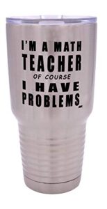 rogue river tactical funny math teacher problems large 30oz stainless steel travel tumbler mug cup w/lid school professor teaching educator gift