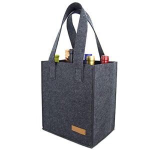 6 bottle wine carrier tote reusable grocery bags for travel, camping and picnic, perfect wine lover gift