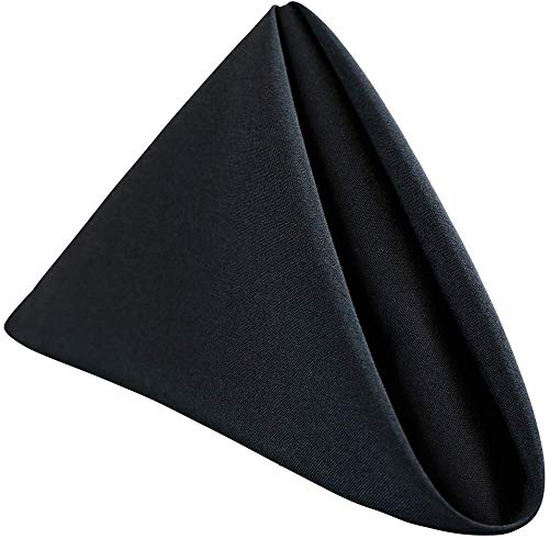 Wealuxe [24 Pack, Black] 100% Polyester Soft Durable Washable Cloth Table Napkins 17 x 17 Inch Great for Restaurants, Dinners and Parties