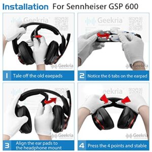 Geekria Ear Pads + Headband Compatible with Sennheiser GSP 600, GSP 670, GSP 500 Gaming Headset Ear Cushion +Headband Cushion/Ear Cups and Headband/Replacement Repair Parts Suit (Black)