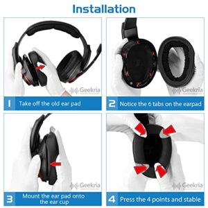 Geekria Ear Pads + Headband Compatible with Sennheiser GSP 600, GSP 670, GSP 500 Gaming Headset Ear Cushion +Headband Cushion/Ear Cups and Headband/Replacement Repair Parts Suit (Black)