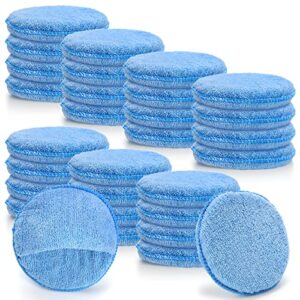 fasmov 30 pack microfiber wax applicator, 5" diameter soft microfiber wax applicator pads with finger pocket wax applicator for cars wax applicator foam sponge, blue