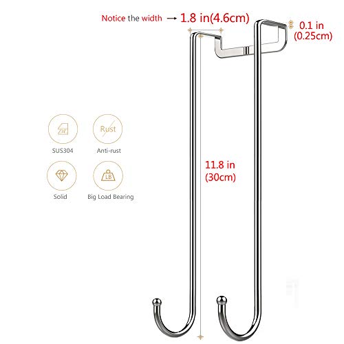 Lunmore Over The Door Hook Length 11.8 inch Heavy Duty Door Hanger for Home Kitchen Office