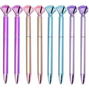 maydahui 12pcs big diamond retractable ballpoint pen gem pens rhinestones crystal bling plated metal color black gel ink ballpen for women students girls