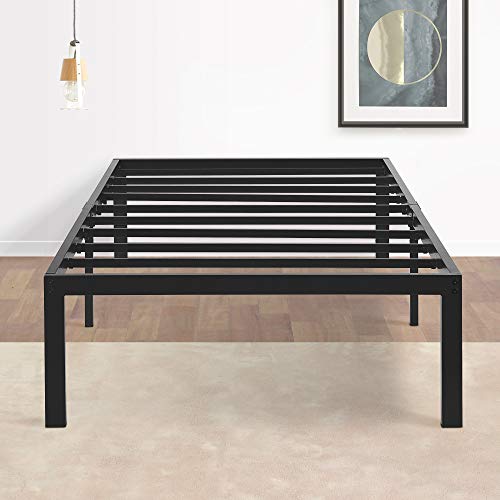 PrimaSleep 14 inch Dura Metal Steel Slate Bed Frame/Noise Free, , Twin, Black