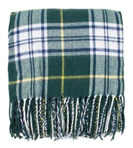 fennco styles cozy plaid design throw blanket with tassels - 50" w x 60" l (green)