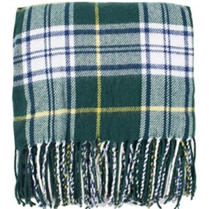 Fennco Styles Cozy Plaid Design Throw Blanket with Tassels - 50" W x 60" L (Green)