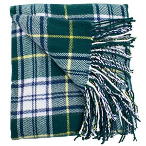 Fennco Styles Cozy Plaid Design Throw Blanket with Tassels - 50" W x 60" L (Green)