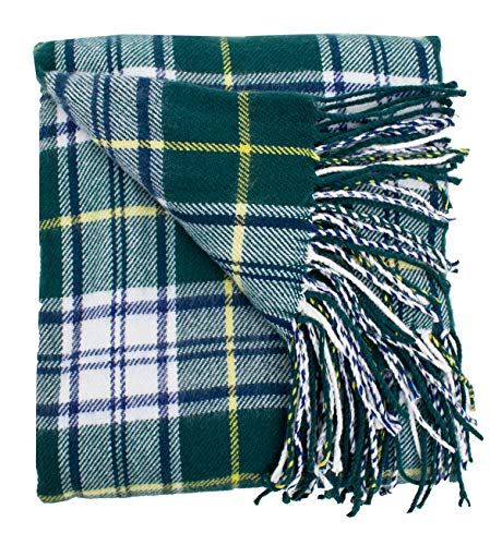 Fennco Styles Cozy Plaid Design Throw Blanket with Tassels - 50" W x 60" L (Green)