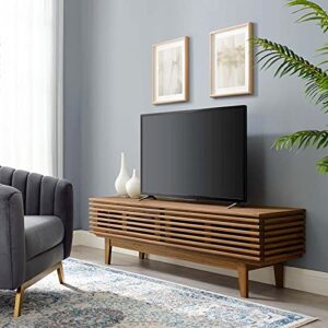 Modway Render 60" Mid-Century Modern Low Profile TV Stand in Walnut, 60 Inch