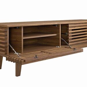 Modway Render 60" Mid-Century Modern Low Profile TV Stand in Walnut, 60 Inch