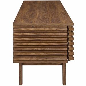 Modway Render 60" Mid-Century Modern Low Profile TV Stand in Walnut, 60 Inch