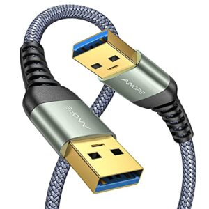 ainope [2 pack] usb 3.0 cable, usb to usb cable, usb a male to male cable [3.3ft+ 3.3ft] [never rupture] double end usb cord compatible with hard drive enclosures, dvd player, laptop cooler and more