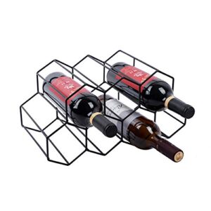 urban deco small wine rack 9 bottle holder - no need assembly modern metal wire black wine storage for countertop table top coffee bar kitchen