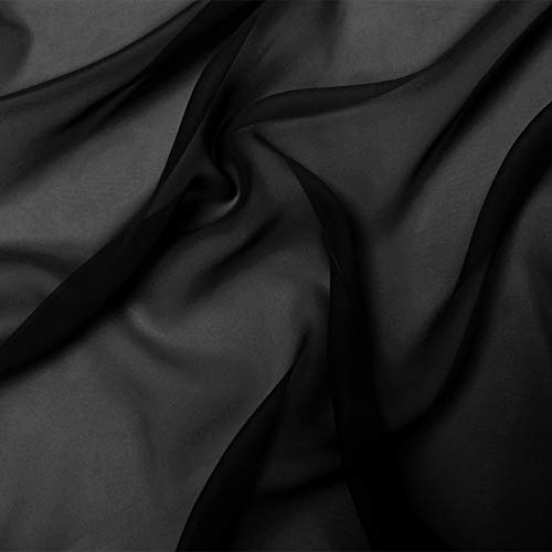 Chiffon Fabric | 10 Yards Continuous | 60" Wide | Wedding Decoration, DIY Decoration, Sheer, Drapery, Solid by Barcelonetta (Black)