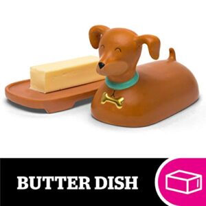 bigmouth inc ceramic dog butter dish, brown