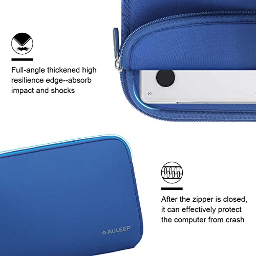 AULEEP 15-15.6 Inch Laptop Sleeves, Neoprene Notebook Computer Pocket Tablet Carrying Sleeve/Water-Resistant Compatible Laptop Sleeve for Acer/Asus/Dell/Lenovo/HP, Dark Blue