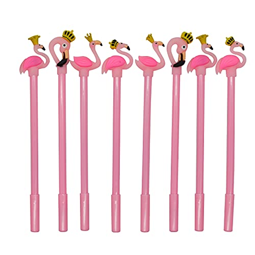 Maydahui 28PCS Crown Flamingo Shaped Rollerball Pen Black Gel Ink Pens Cute Animal Design for Office School Home