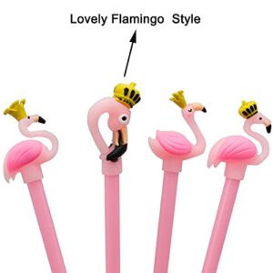 Maydahui 28PCS Crown Flamingo Shaped Rollerball Pen Black Gel Ink Pens Cute Animal Design for Office School Home