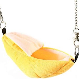 Hotumn 2 Piece Hamster Cage Soft Hammock Bed Small Pet House Hamster Nest Chinchilla Sleep and Play (Banana + Pineapple, Yellow)