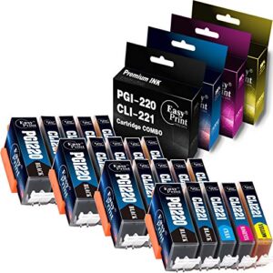 20-pack compatible pgi220 cli221 ink cartridge pgi-220 cli-221 used for canon pixma mx860 mx870 mp540 mp550 mp560 mp620 mp640 mp980 ip3600 ip4700 printer (4xlbk/4bk/4c/4m/4y), by easyprint