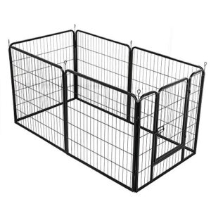 yaheetech foldable pet pen playpen play yard - 32 inch 18 panel portable small animal playpen metal exercise barrier fence w/door outdoor indoor black