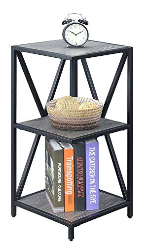 Convenience Concepts Tucson Metal 3 Tier Corner Bookcase, Weathered Gray / Black