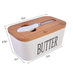 SZUAH Porcelain Butter Dish with Lid and Knife (500ml), Large Butter Keeper Container Butter Dishes with Covers for Countertop High Quality Silicone Sealing, Dishwasher Safe