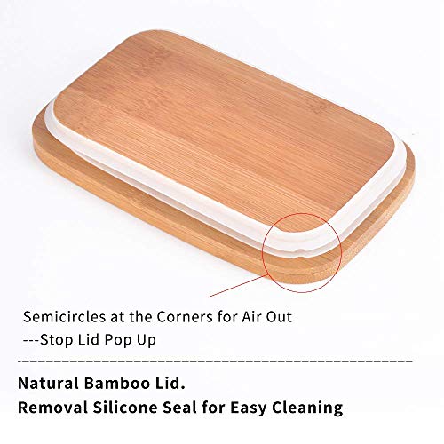 SZUAH Porcelain Butter Dish with Lid and Knife (500ml), Large Butter Keeper Container Butter Dishes with Covers for Countertop High Quality Silicone Sealing, Dishwasher Safe