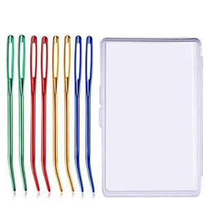 uoou yarn needle,weaving needle tapestry needle bent needles for crochet large eye darning needles with storage box for knitting crochet(random color)