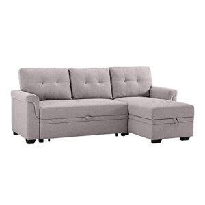 pemberly row linen reversible sleeper sectional in light gray