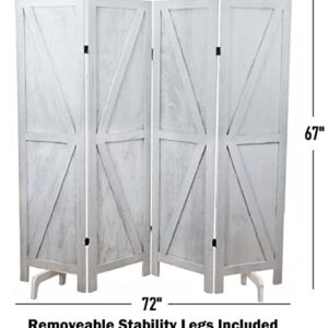 Premium Home Room Divider: Room dividers and Folding Privacy Screens, Privacy Screen, Partition Wall dividers for Rooms, Room Separator, Temporary Wall, Folding Screen, Rustic Barnwood (White)