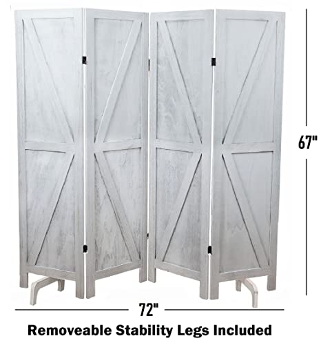 Premium Home Room Divider: Room dividers and Folding Privacy Screens, Privacy Screen, Partition Wall dividers for Rooms, Room Separator, Temporary Wall, Folding Screen, Rustic Barnwood (White)