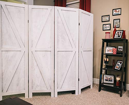 Premium Home Room Divider: Room dividers and Folding Privacy Screens, Privacy Screen, Partition Wall dividers for Rooms, Room Separator, Temporary Wall, Folding Screen, Rustic Barnwood (White)