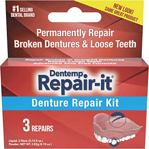 Dentemp Repair Kit - Repair-It Advanced Formula Denture Repair Kit - Denture Repair Kit Repairs Broken Dentures - Denture Repair to Mend Cracks & Replace Loose Teeth