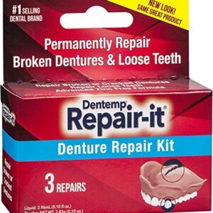 Dentemp Repair Kit - Repair-It Advanced Formula Denture Repair Kit - Denture Repair Kit Repairs Broken Dentures - Denture Repair to Mend Cracks & Replace Loose Teeth