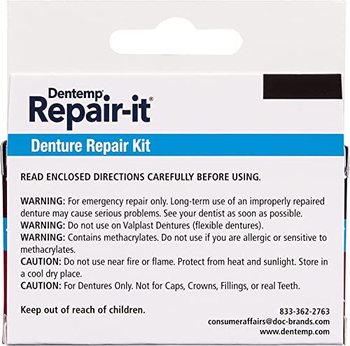 Dentemp Repair Kit - Repair-It Advanced Formula Denture Repair Kit - Denture Repair Kit Repairs Broken Dentures - Denture Repair to Mend Cracks & Replace Loose Teeth