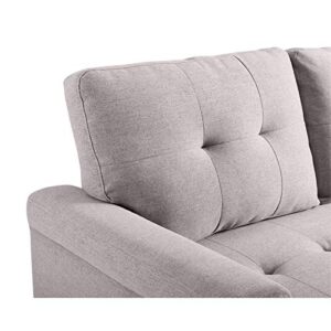 BOWERY HILL Light Gray Linen Reversible/Sectional Sleeper Sofa with Storage for Small Space