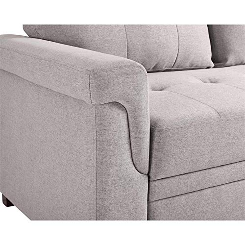 BOWERY HILL Light Gray Linen Reversible/Sectional Sleeper Sofa with Storage for Small Space