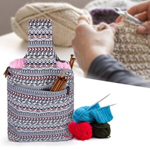 Teamoy Knitting Bag, Portable Yarn Tote Project Bag for Knitting Needles, Yarn and Crochet Supplies, Perfect Size for Knitting on The Go, Bohemian