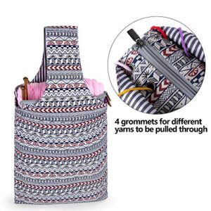 Teamoy Knitting Bag, Portable Yarn Tote Project Bag for Knitting Needles, Yarn and Crochet Supplies, Perfect Size for Knitting on The Go, Bohemian