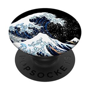 the great wave off kanagawa hokusai japanese art popsockets popgrip: swappable grip for phones & tablets