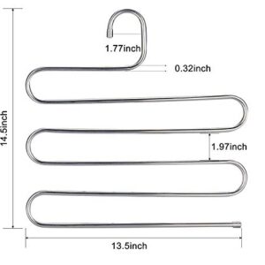 Pants Hangers S-Shape Trousers Hangers Stainless Steel Clothes Hangers Space Saving Closet Organizer for Pants Jeans Scarf (4-Pieces)