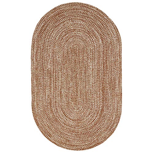 SUPERIOR Kinallen Reversible Braided Oval Indoor/Outdoor Area Rug, 8' x 10', Brick-White