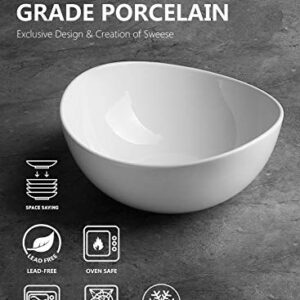 Sweese 104.401 Porcelain Bowls - 42 Ounce for Salad, Fruits and Popcorn - Set of 4, White